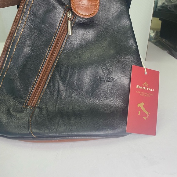 Vera Pelle | Bags | Vera Pelle Bagitali Black And Brown Leather Sling ...